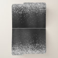 Custom Silver Glitter Black Sparkle Monogram File Folder | Zazzle