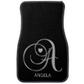 Custom Silver Monogram Letter 'A' Diamond Heart Car Floor Mat | Zazzle
