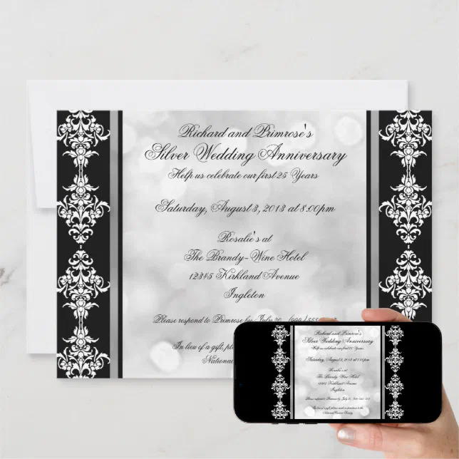 Custom Silver Wedding Anniversary Party Invites | Zazzle