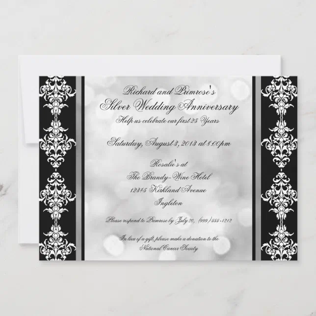 Custom Silver Wedding Anniversary Party Invites | Zazzle