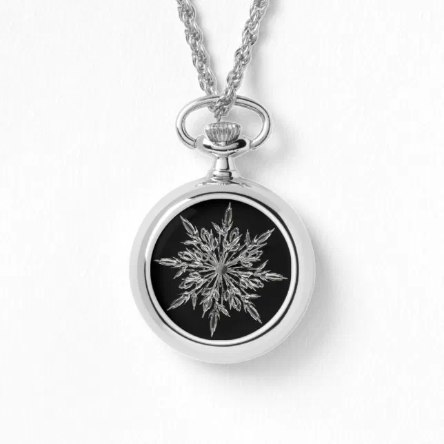 Custom Silver Wrap Around Black Snowflake Watch | Zazzle