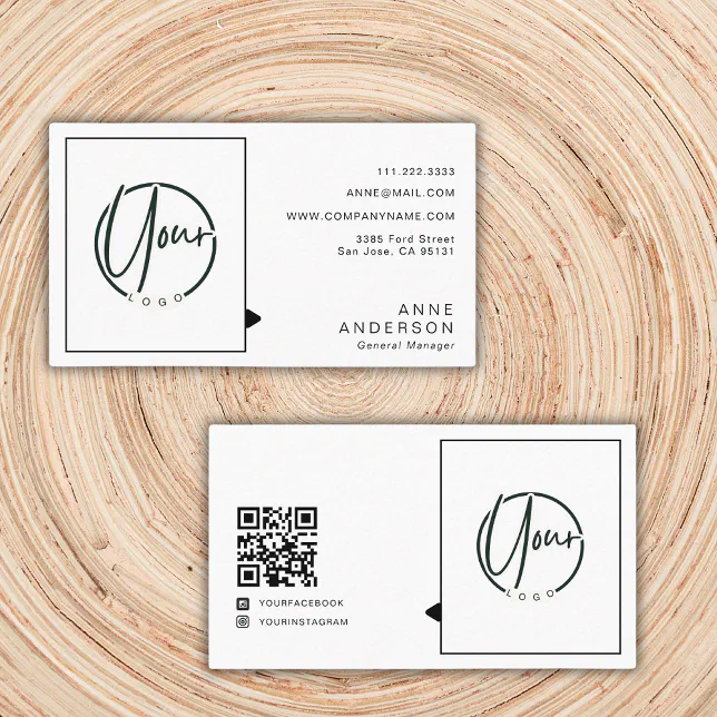 Custom Simple 2 Logos Qr Code Corporation Business Card | Zazzle