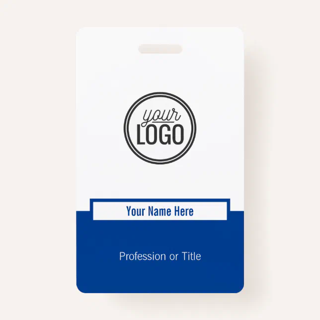 Custom Simple Blue Color Block Professional Name Badge | Zazzle