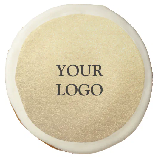 Custom Simple Clean Gold Business Your Logo Here Sugar Cookie | Zazzle