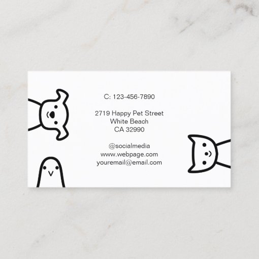Custom Simple Cute Dog Cat Bird Pets Pet Service Business Card | Zazzle