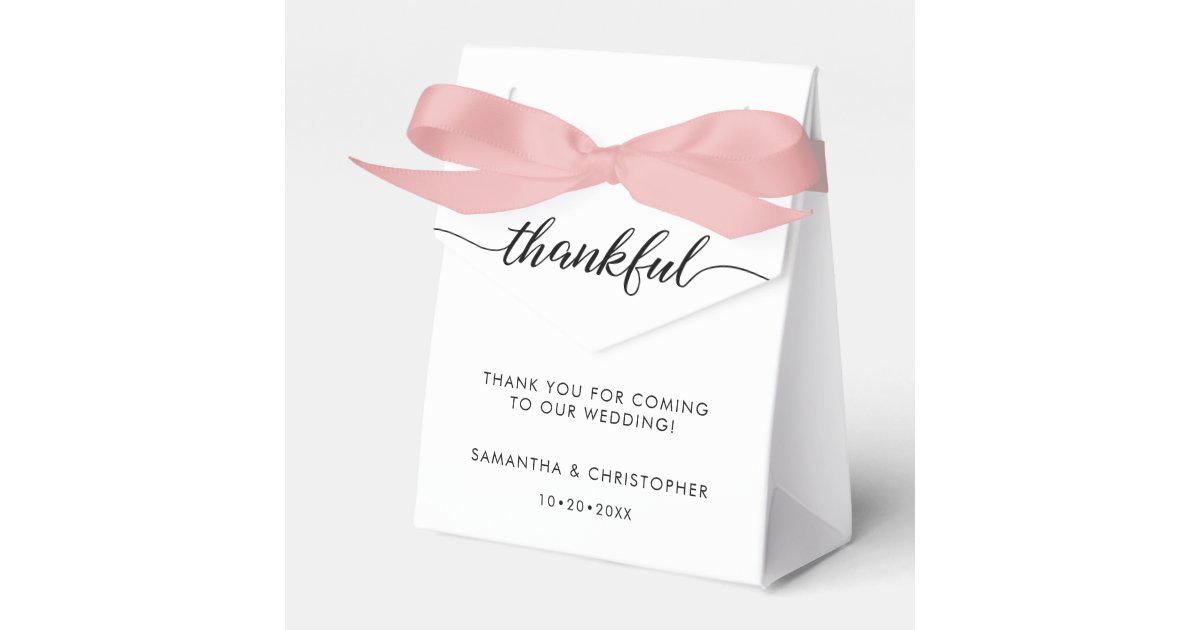 Custom Simple Elegant Thankful Wedding Thank You Favor Boxes | Zazzle