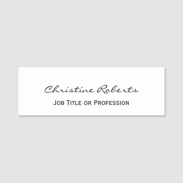 Custom Simple Elegant White Business Employee Name Tag | Zazzle
