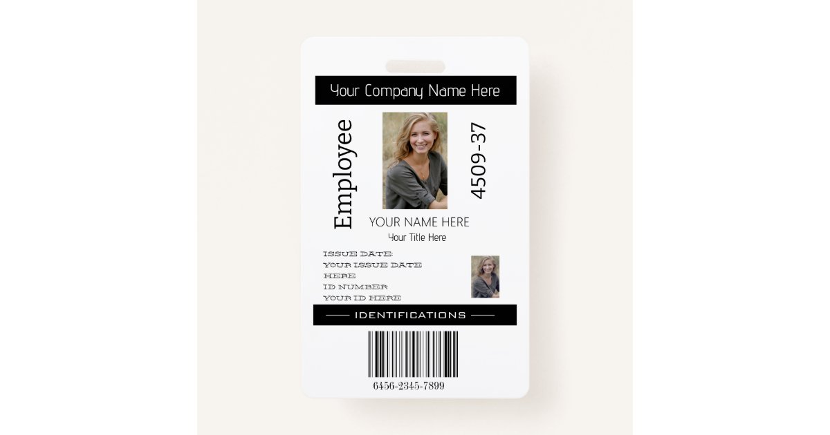 Custom Simple Employee Photo ID Company Security Badge | Zazzle