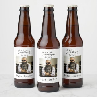 Custom Simple Funeral Celebration of Life Beer Bottle Label | Zazzle