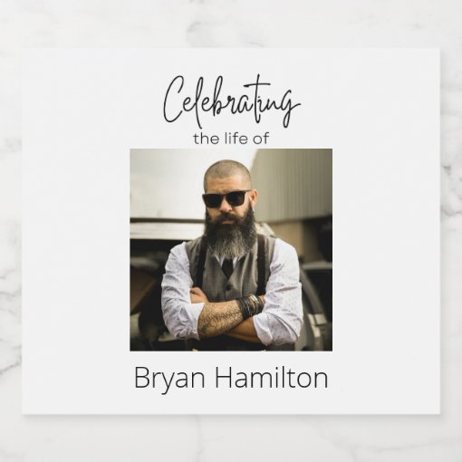 Custom Simple Funeral Celebration of Life Beer Bottle Label | Zazzle