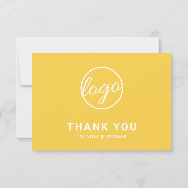 Custom Simple Modern Yellow Logo Business Thank You Card | Zazzle