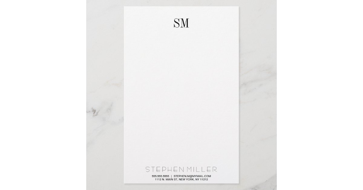 Custom Simple Monogram Initials & Name Stationary Stationery | Zazzle