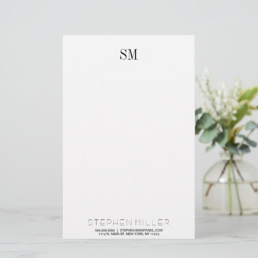 Custom Simple Monogram Initials & Name Stationary Stationery | Zazzle