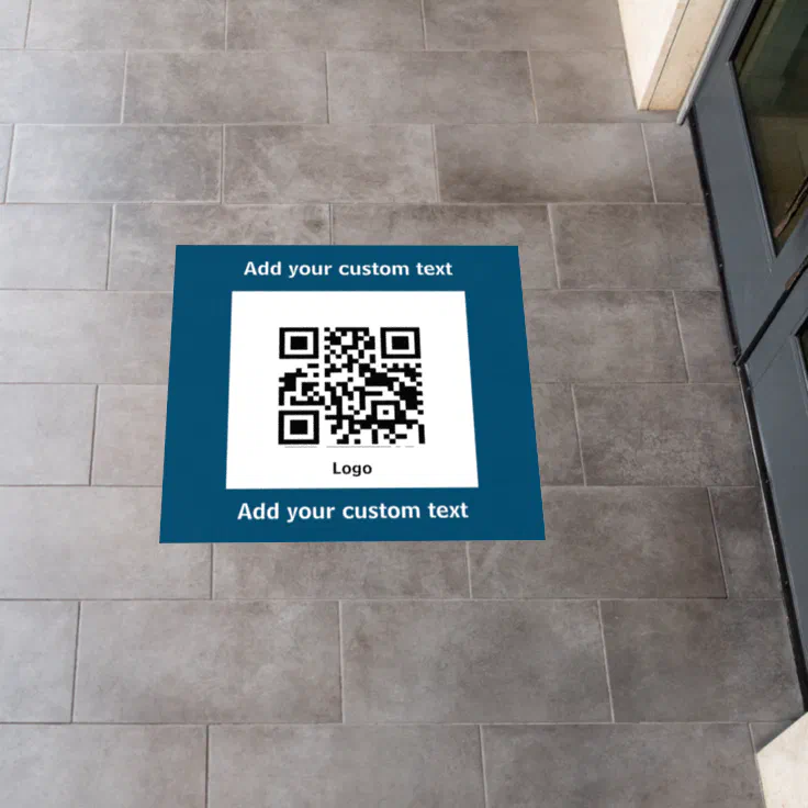 custom simple qr code business logo Floor Decal | Zazzle