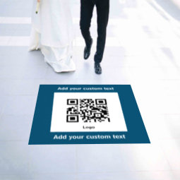 custom simple qr code business logo Floor Decal | Zazzle