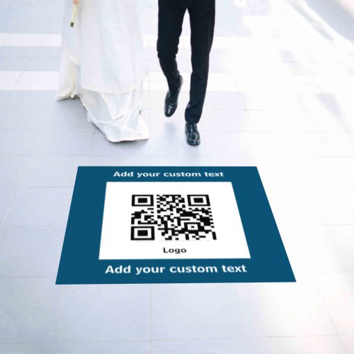 custom simple qr code business logo Floor Decal | Zazzle
