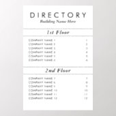 Custom Simple White Business Building Directory Wall Decal | Zazzle