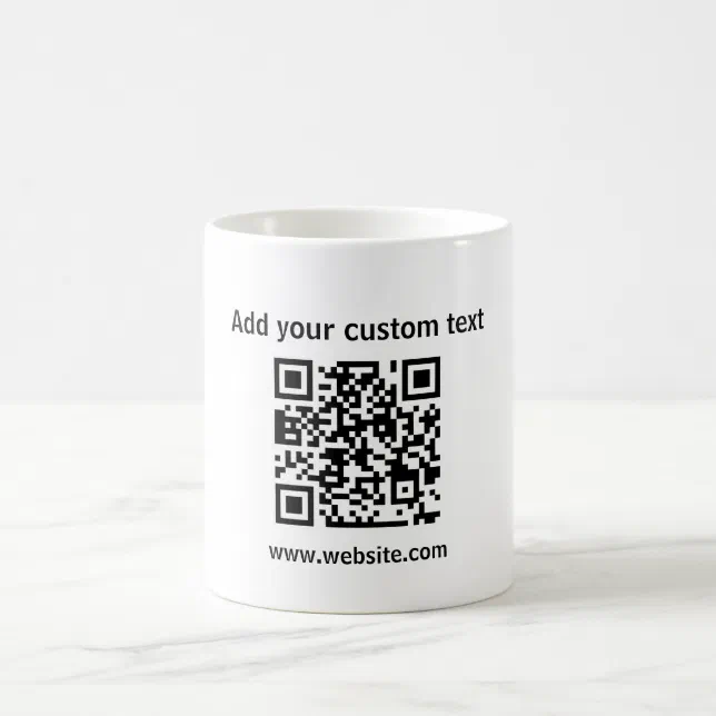 Custom simple white qr code text business url Mug | Zazzle