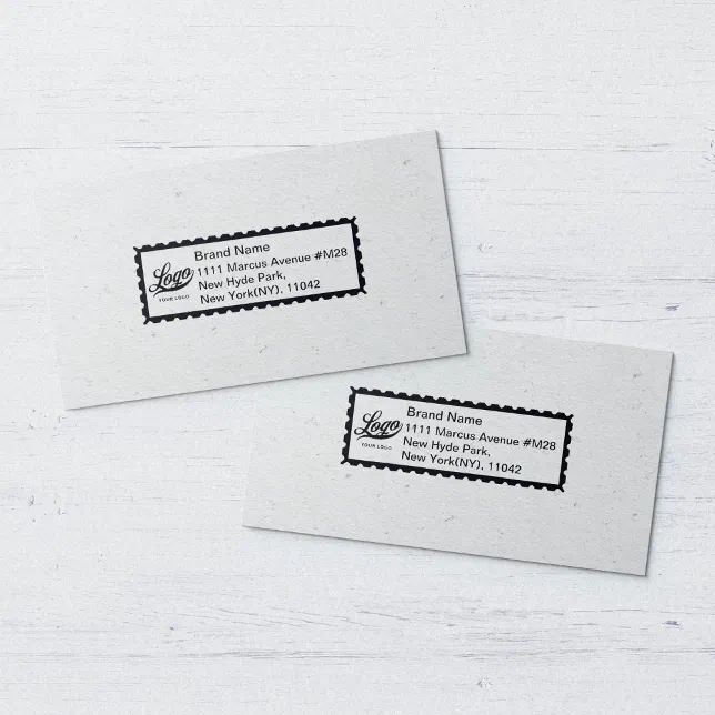 Custom Simple Your Company Logo + Address Business Rubber Stamp | Zazzle