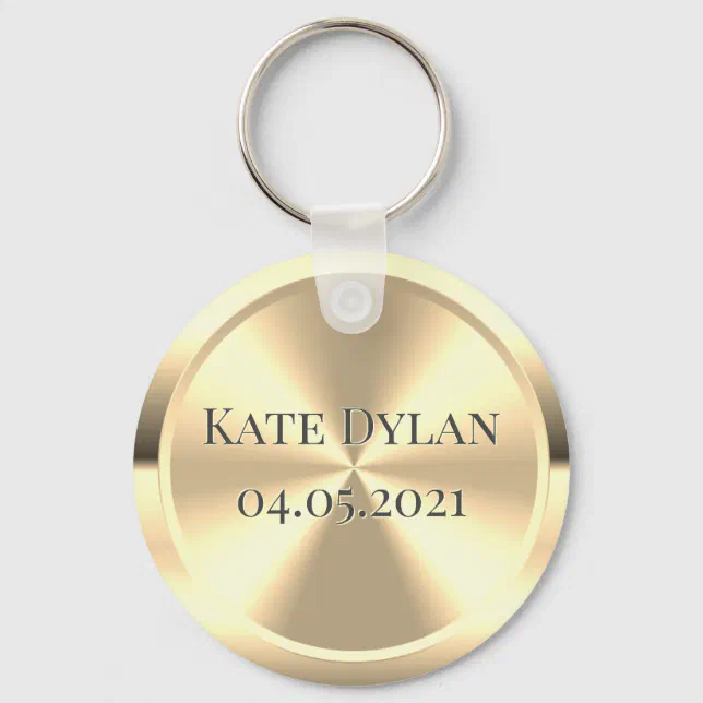 Custom Simulated Engraved Brass Keychain | Zazzle