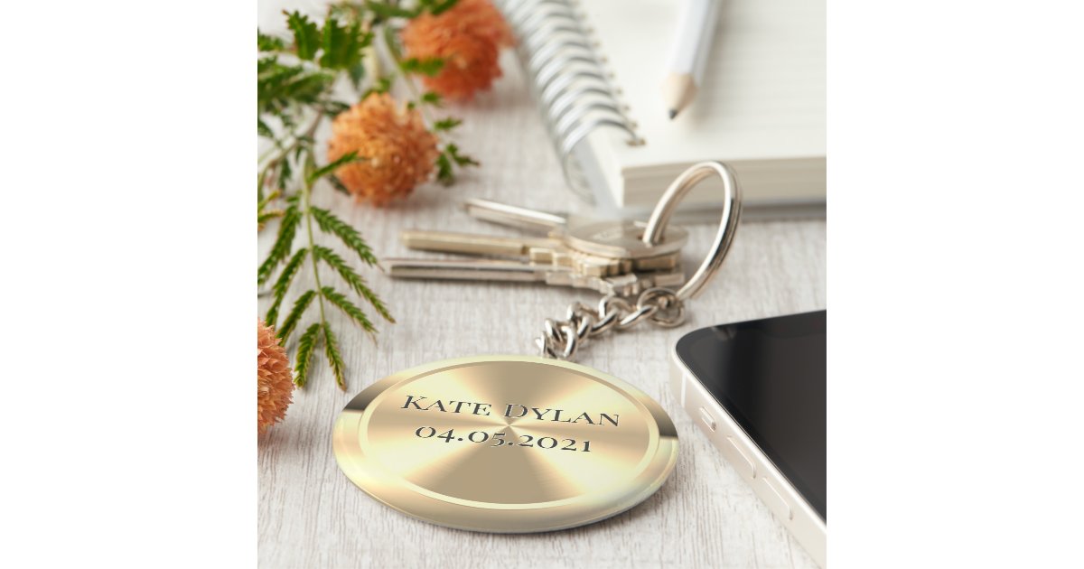 Custom Simulated Engraved Brass Keychain | Zazzle