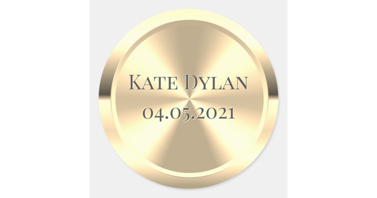 Custom Simulated Engraved Brass Round Sticker | Zazzle