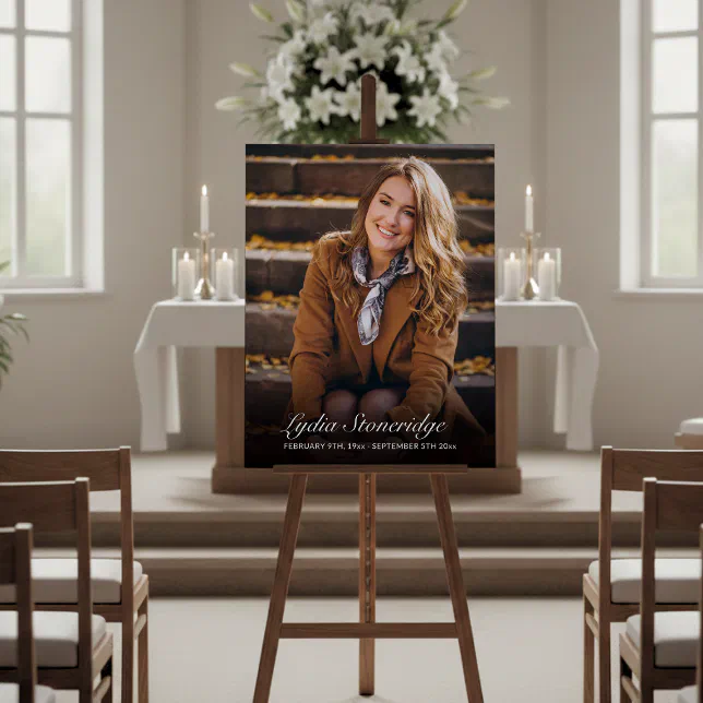 Custom Single Photo Portrait Funeral Poster | Zazzle