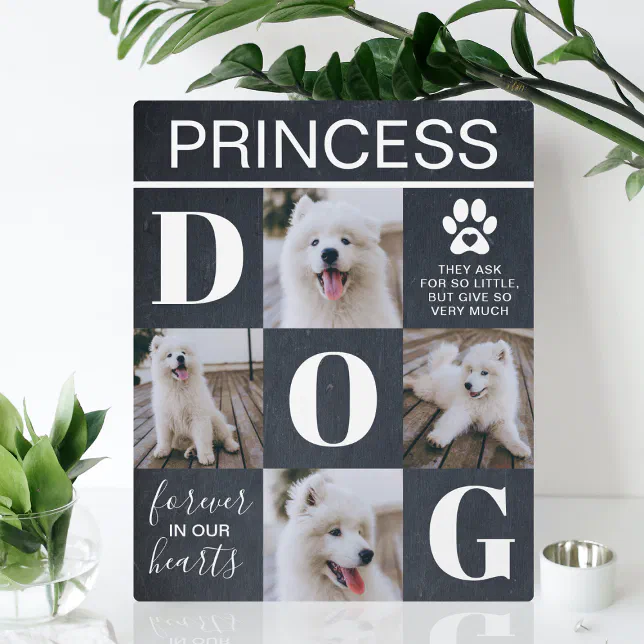 Custom Slate Dog Memorial 4 Photo Plaque | Zazzle