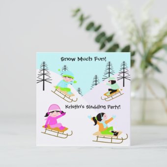 Custom Sledding Party Birthday Invitations | Zazzle