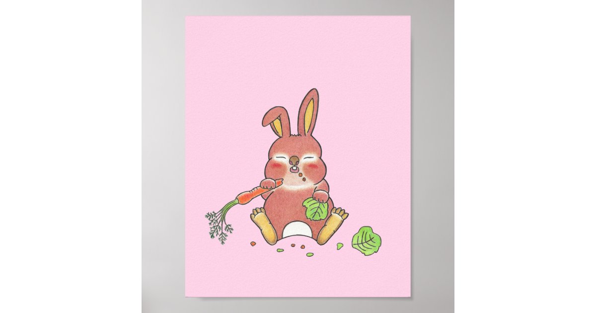 custom sleepy baby bunny animal nursery poster | Zazzle