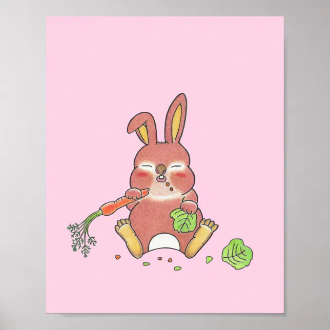 custom sleepy baby bunny animal nursery poster | Zazzle