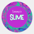 Custom Slime Label, Cool Groovy Slime Party Classic Round Sticker | Zazzle