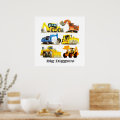 Custom Slogan Big Diggers Construction Trucks Poster | Zazzle