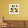 Custom Slogan Big Diggers Construction Trucks Poster | Zazzle
