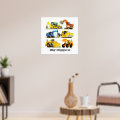 Custom Slogan Big Diggers Construction Trucks Poster | Zazzle