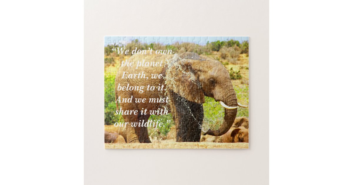 Custom Slogan/Conservation Elephant Splash Jigsaw Puzzle | Zazzle
