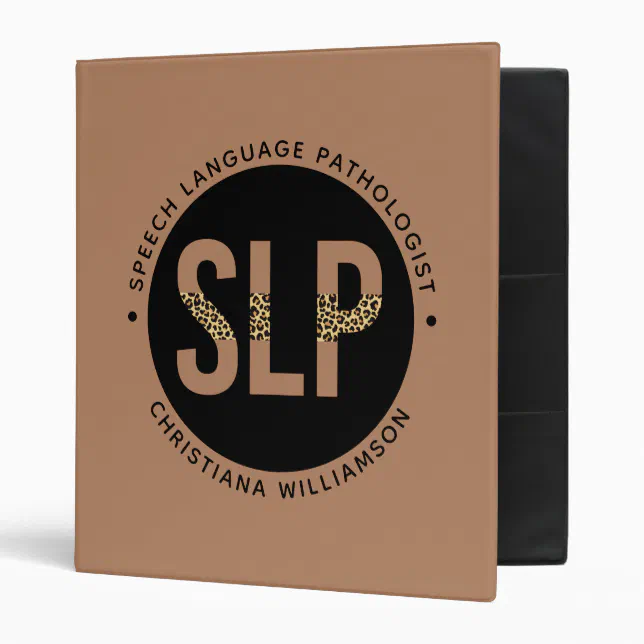 Custom SLP Speech Pathologist Leopard Print 3 Ring Binder | Zazzle
