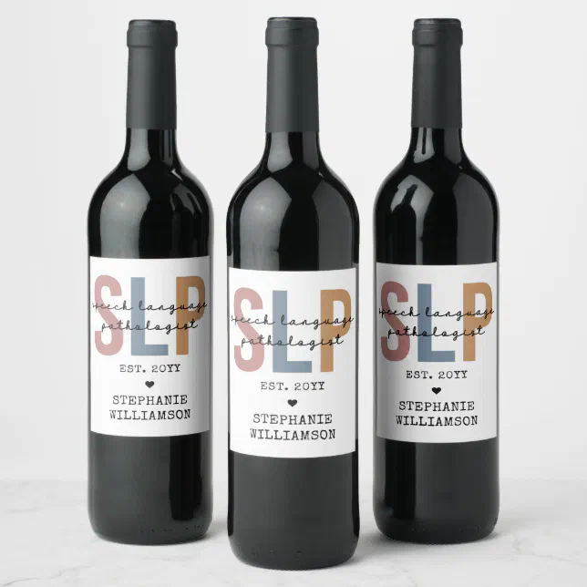 Custom SLP Speech Pathologist Speech Therapist Wine Label | Zazzle
