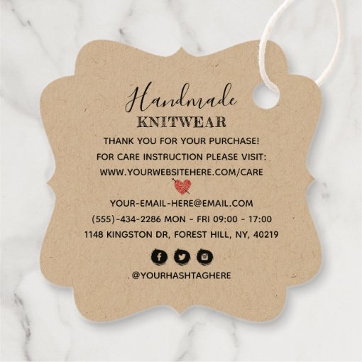 Custom Small Business Knit Supplies Packaging Tags | Zazzle