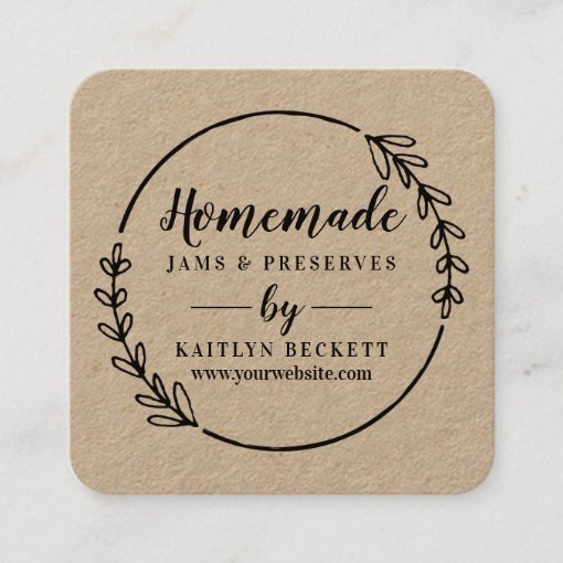 Custom Small Business Supplies Homemade/ Handmade Square Business Card ...