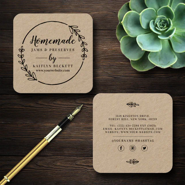 Custom Small Business Supplies Homemade/ Handmade Square Business Card ...