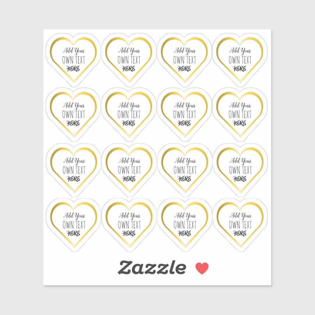 Custom Small Clear Gold Heart Stickers | Zazzle
