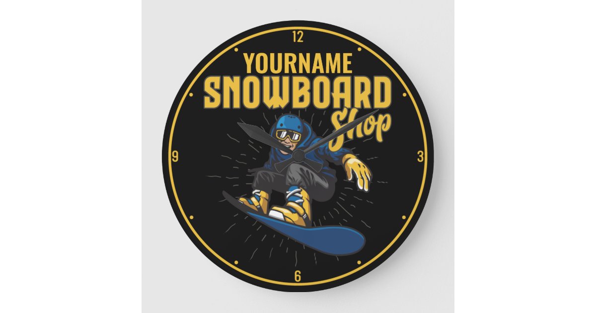 Custom Snow Boarder Snowboarding Shop Big Air Large Clock | Zazzle