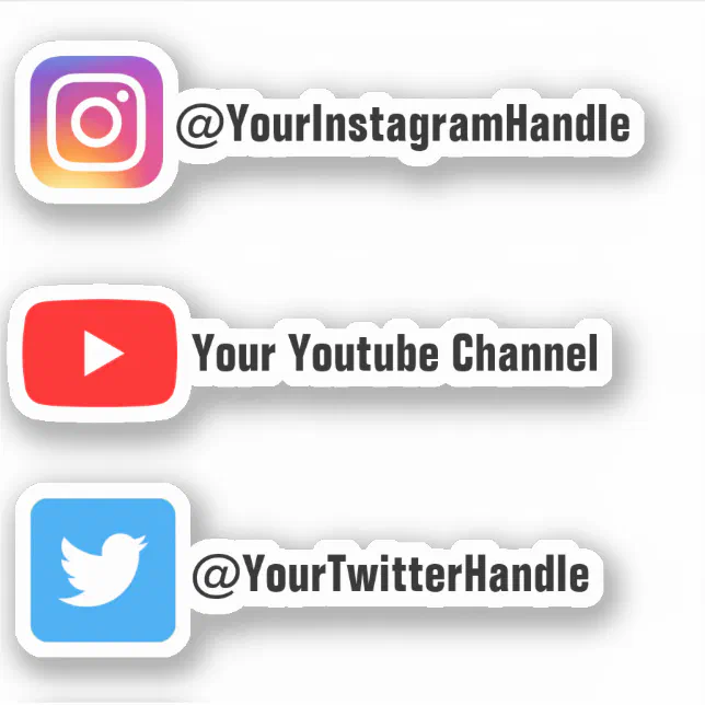 Custom Social Media Username Sticker Pack of 3 | Zazzle