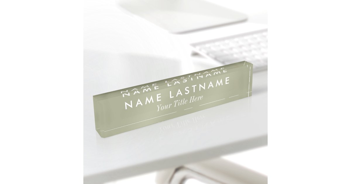 Custom Soft Sage Green Minimal Simple Modern Title Desk Name Plate | Zazzle