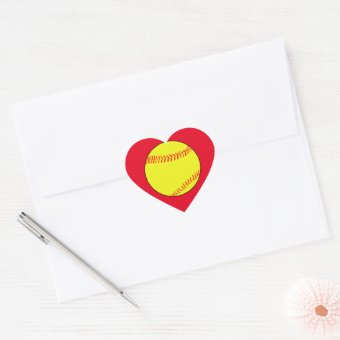 Custom Softball Heart Scrapbook Stickers | Zazzle