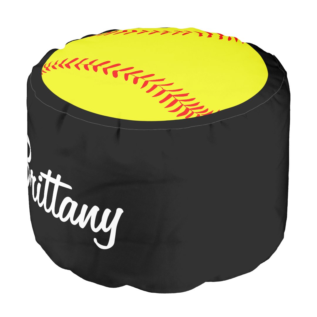 Custom Softball Round Pouf Beanbag Chair | Zazzle