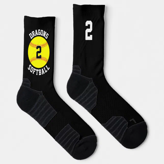Custom Softball Team Name and Player Jersey Number Socks | Zazzle