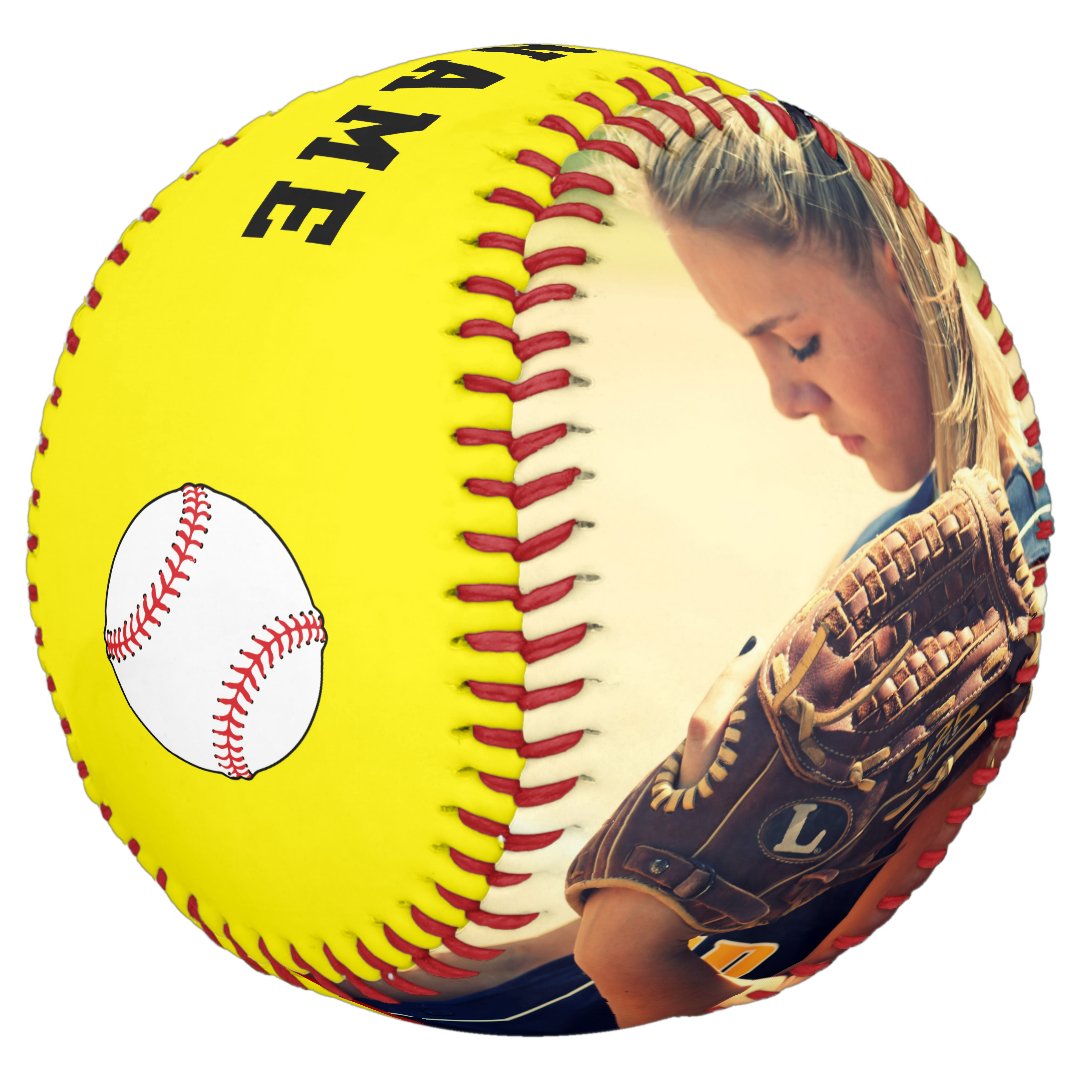 Custom Softball with Team Name Number Photo | Zazzle