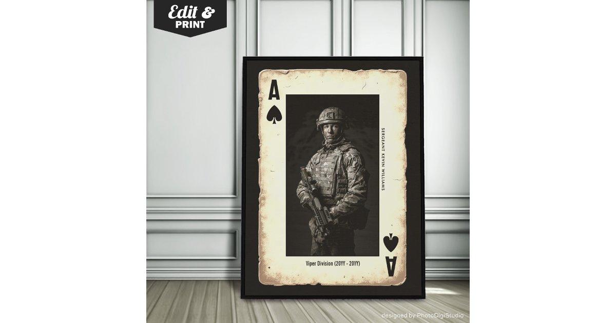 Custom Soldier Wall Art, Ace of Spades Military Poster | Zazzle